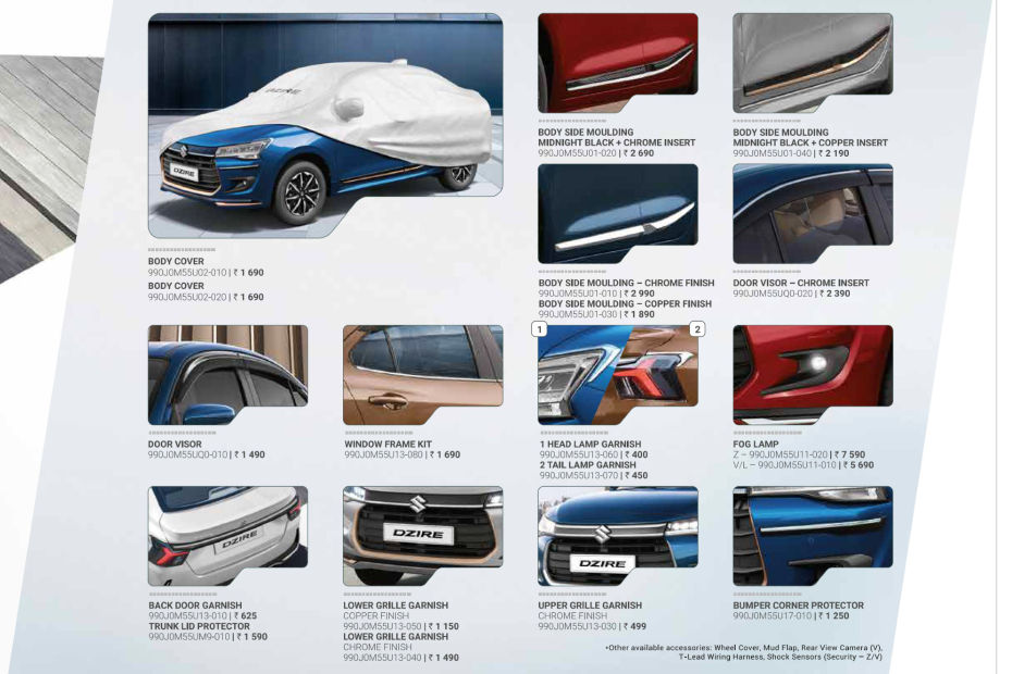 2024 Maruti Dzire Exterior And Interior Accessories Detailed With ...